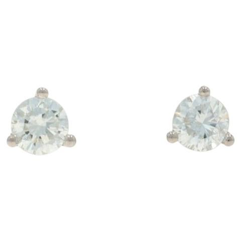 MARKDOWN, 4.02 Carats Natural Diamond Round Shape Studs 14 Karat White ...