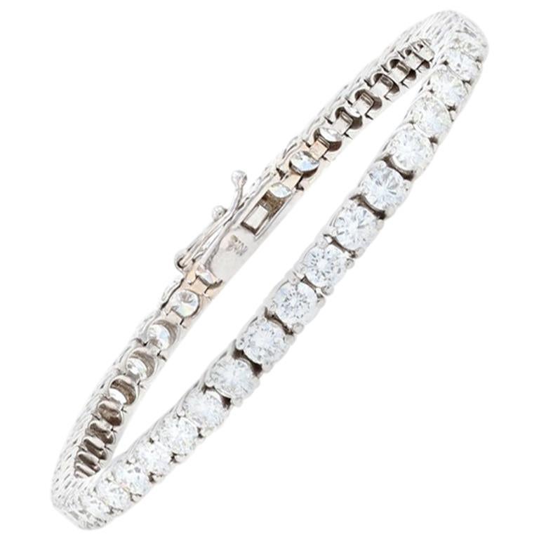 White Gold Diamond Tennis Bracelet 18 Karat Round Brilliant Cut 8