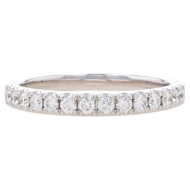 White Gold Diamond French Set Wedding Band - 14k Round Brilliant .49ctw ...