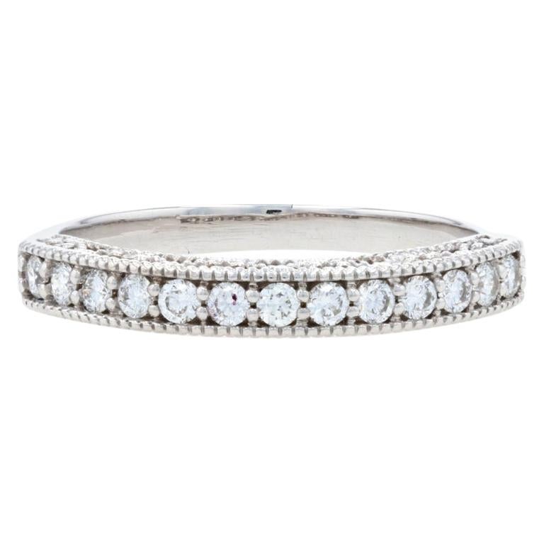 Alliance en or blanc 14 carats avec diamants taille ronde brillants de ...