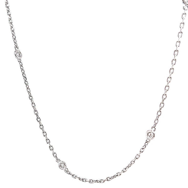 14 Karat White Gold Diamonds by The Yard Chain Necklace For Sale at 1stDibs