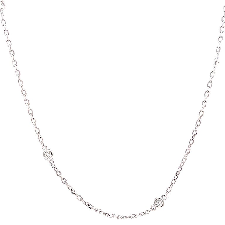 14 Karat White Gold Diamonds by The Yard Chain Necklace For Sale at 1stDibs