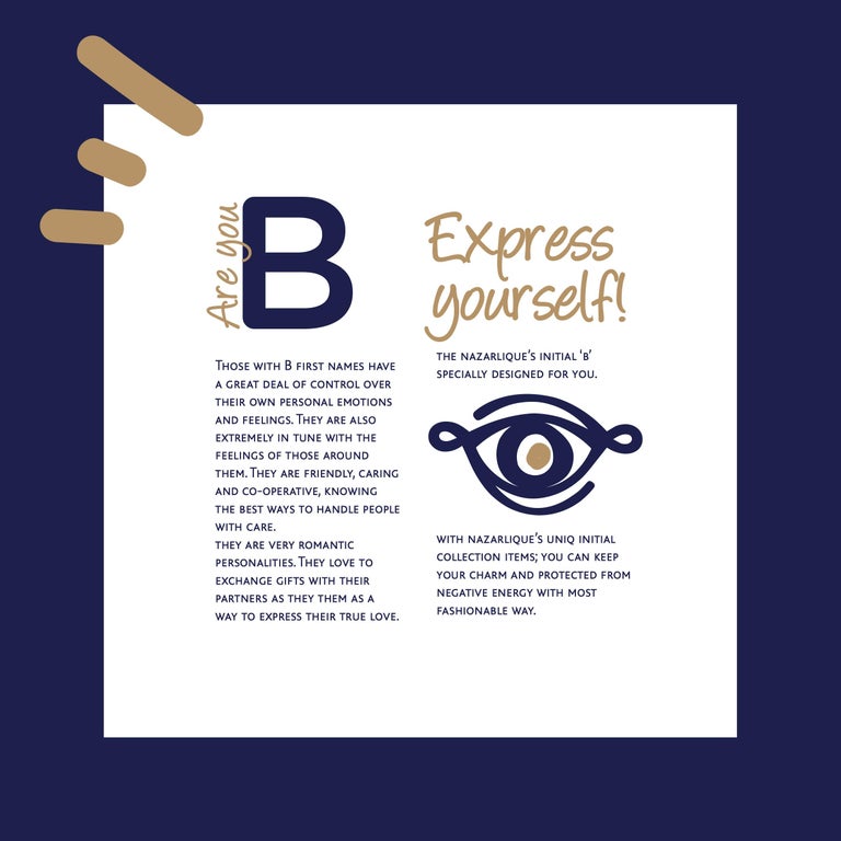 White Gold Evil Eye Initial B Charm Necklace, Handcrafting Blue ...