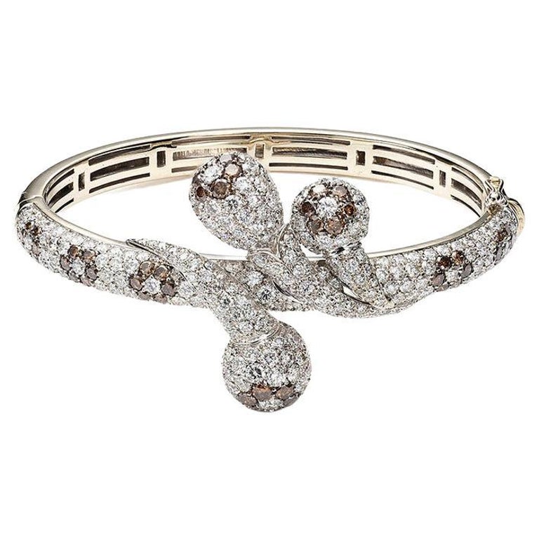 White Gold Flower Bangle For Sale at 1stDibs