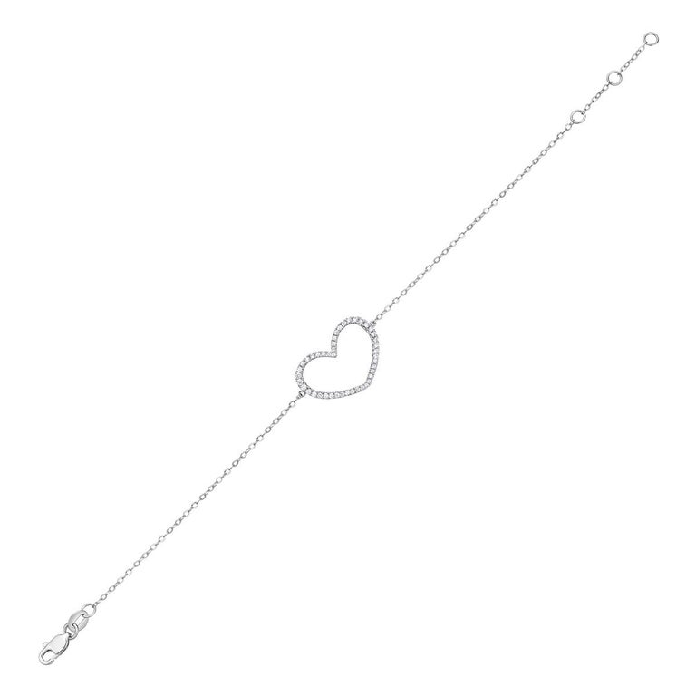White Gold Heart Shaped Bracelet For Sale at 1stDibs