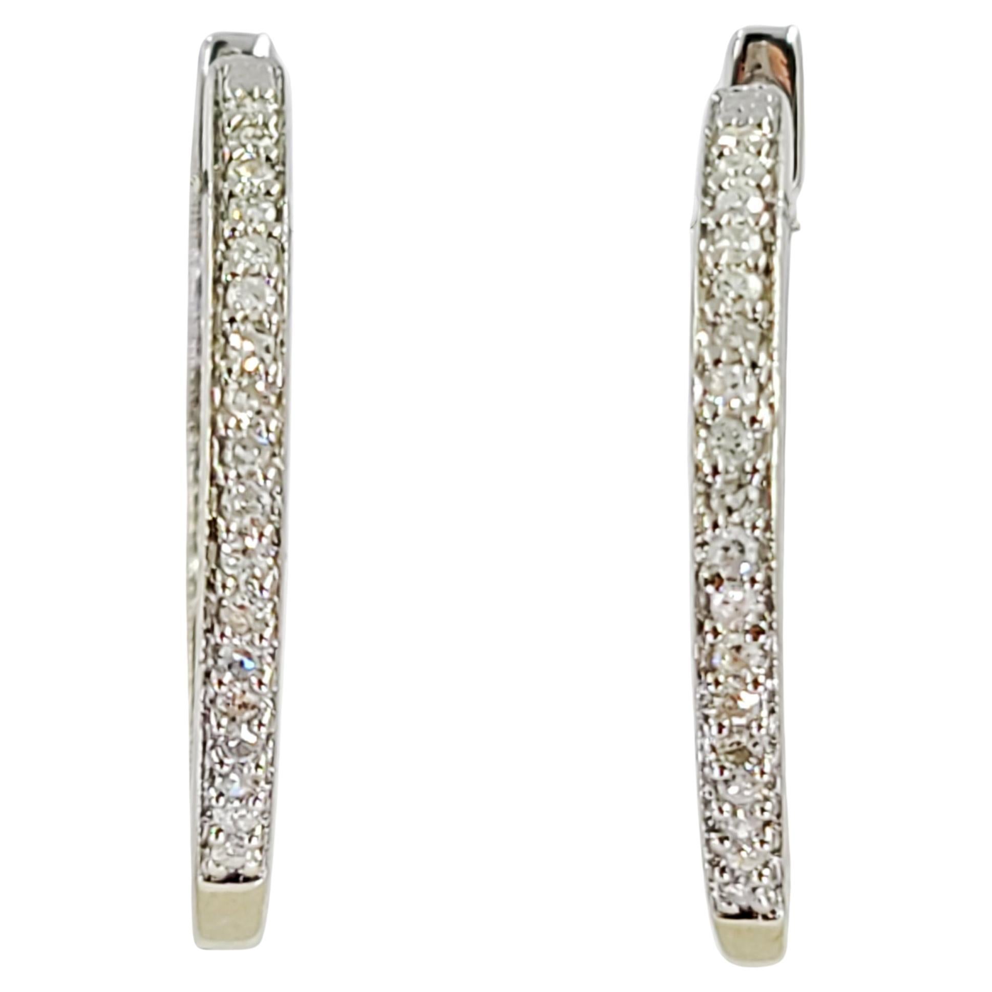 Italian Diamond Gold In Out Double Drop Hoop Earrings at 1stDibs