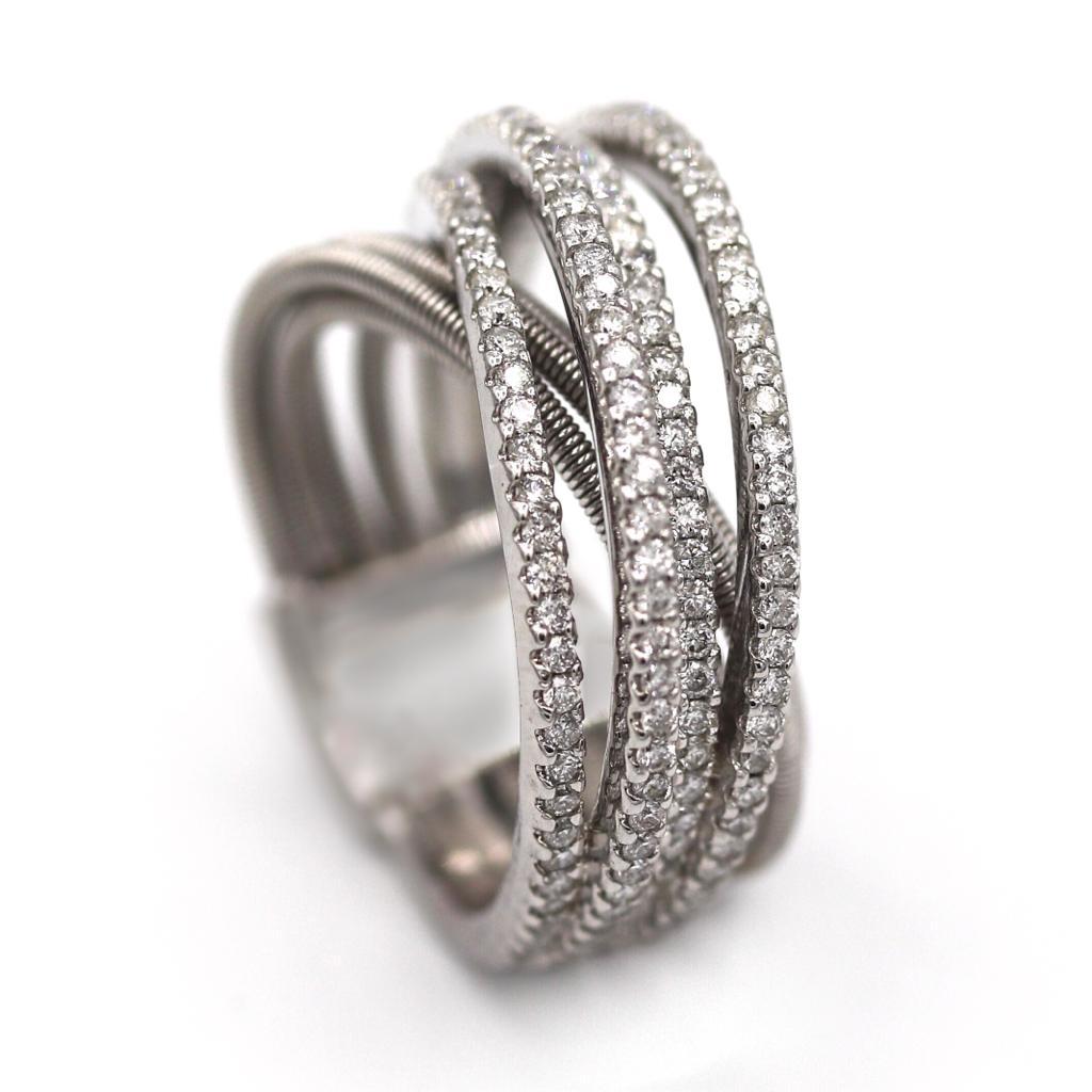 White Gold Intertwine Twist Overlapping Diamond Ring For Sale at ...