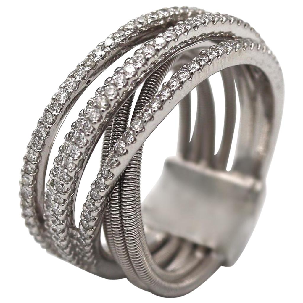 White Gold Intertwine Twist Overlapping Diamond Ring For Sale at ...