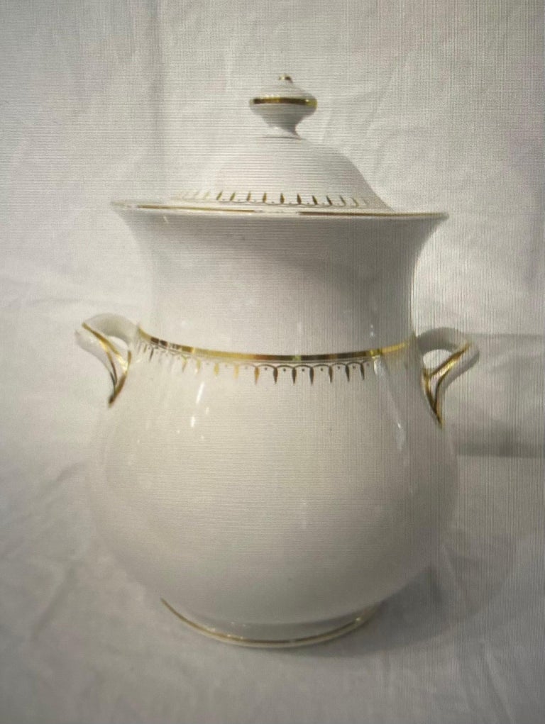 White and Gold Jar with Lid For Sale at 1stDibs