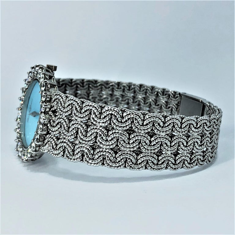 White Gold Ladies Bueche Girod Watch with Turquoise Dial and Large ...