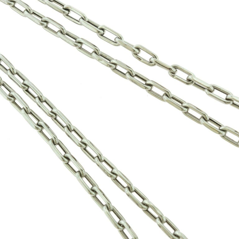 White Gold Long Chain Link Necklace at 1stDibs