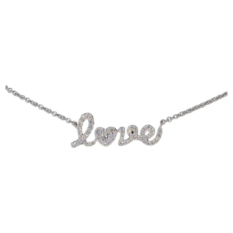 White Gold 'Love' Necklace with Diamonds For Sale at 1stDibs