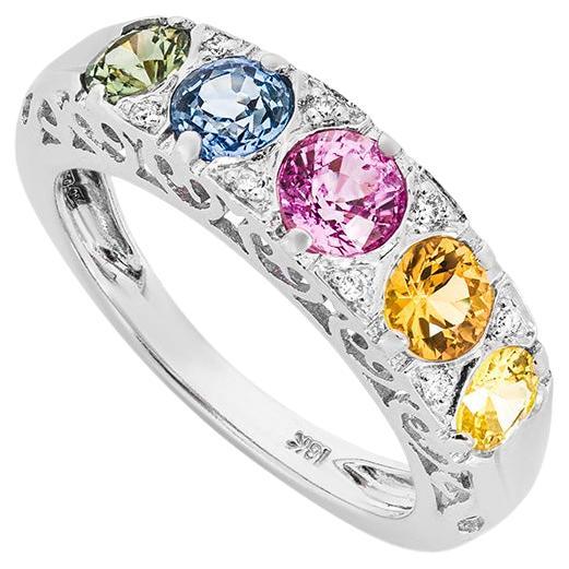 Nature Inspired Gold Ring With Multi Coloured Diamonds in Various ...