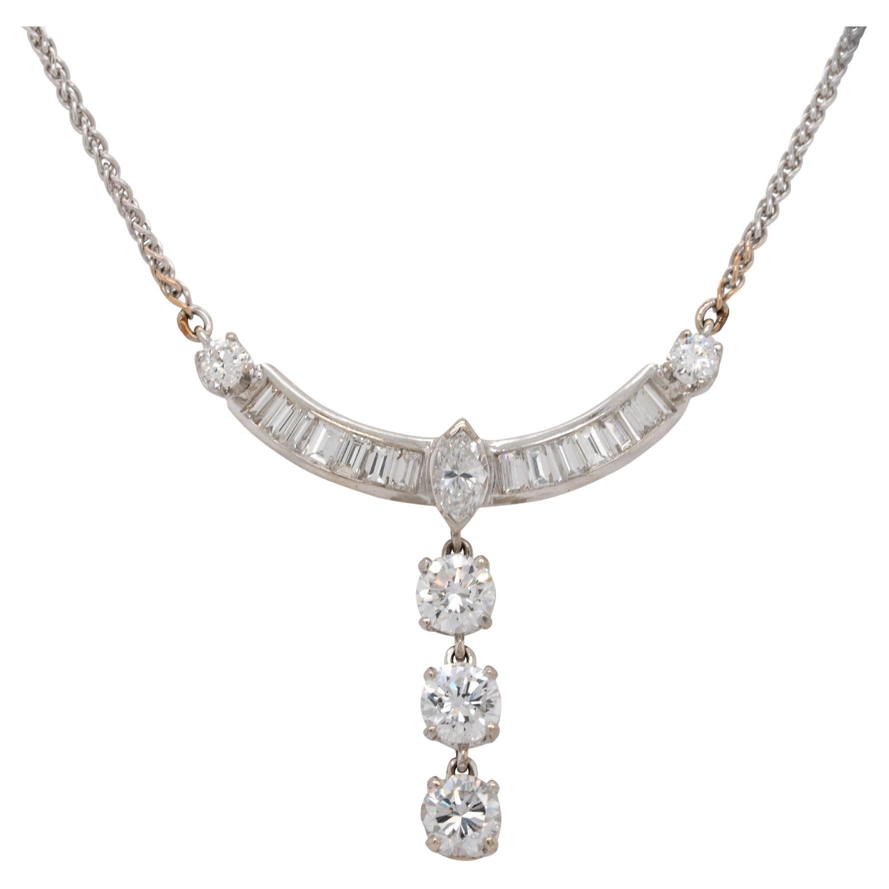 15.01 Carat Fancy Shape Diamond Cluster Necklace in 18 Karat White Gold ...