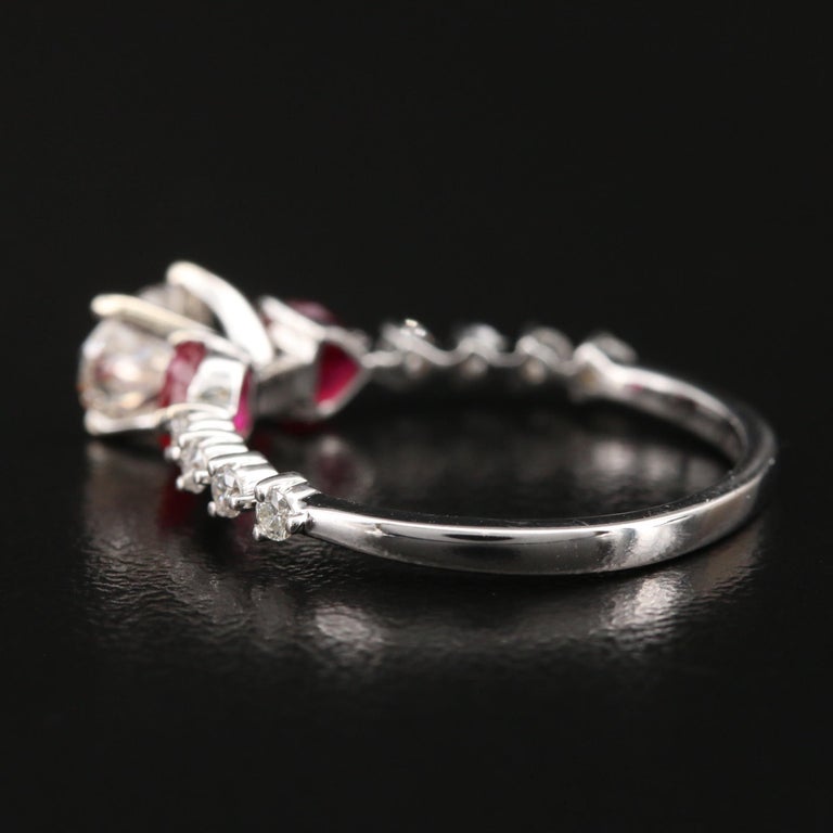 Customizable White Gold Oval Cut Diamond Engagement Ring Victorian Ruby Wedding Ring Band For ...
