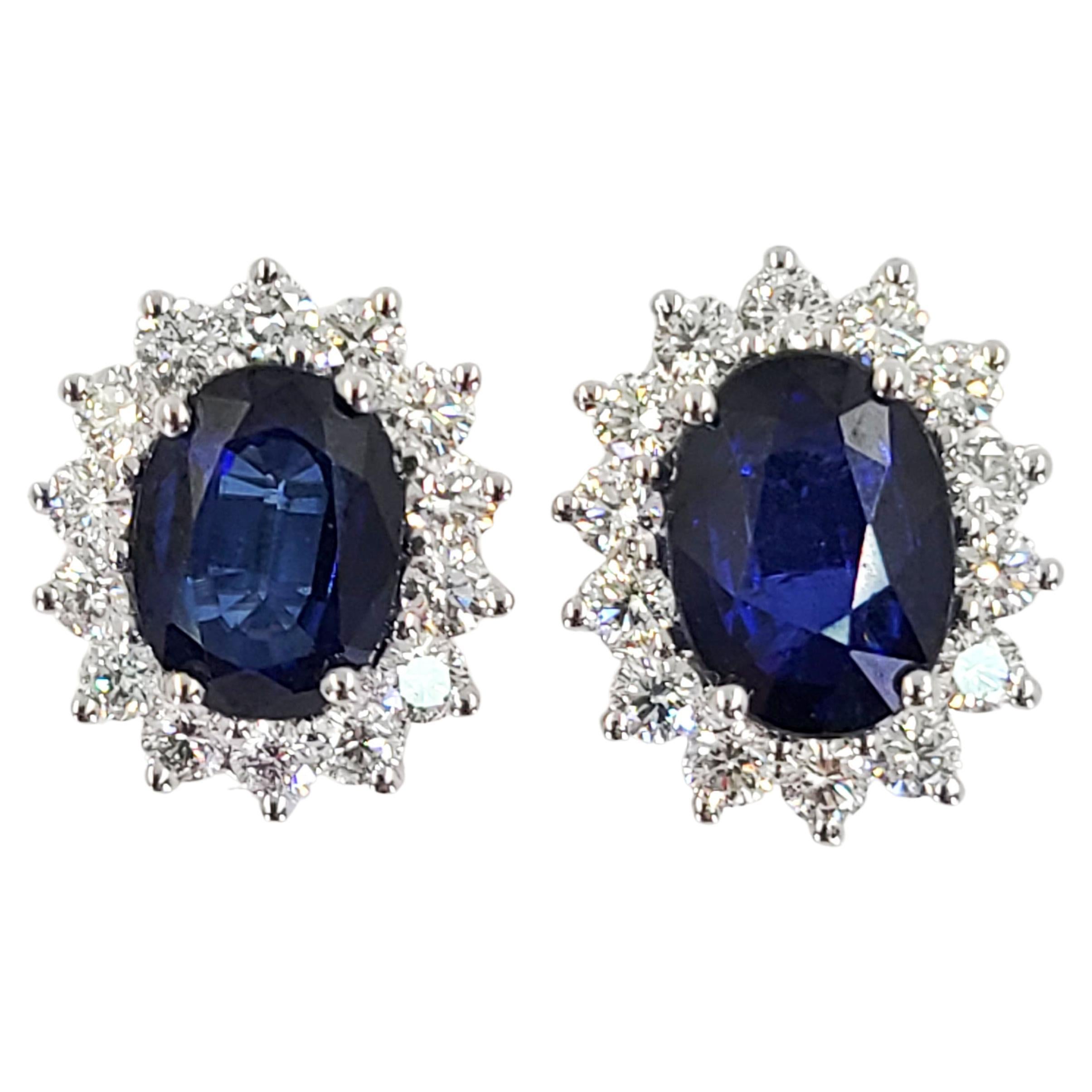 GIA Certified 4.50 Oval Sapphire Diamond Halo Gold Stud Earrings For ...