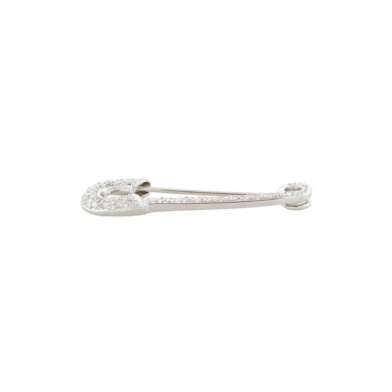 White Gold + Pavé Diamond Safety Pin Set of 2 at 1stDibs