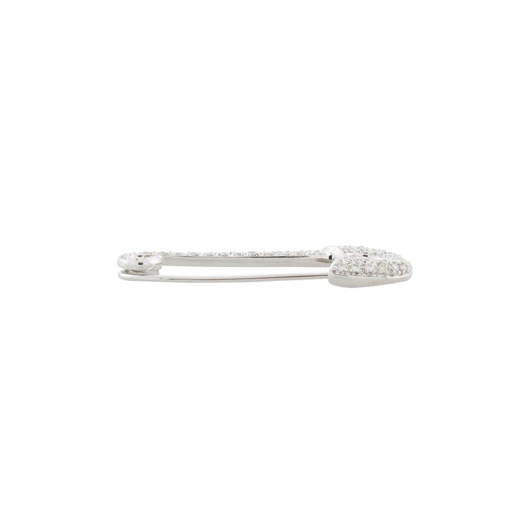 White Gold + Pavé Diamond Safety Pin Set of 2 at 1stDibs