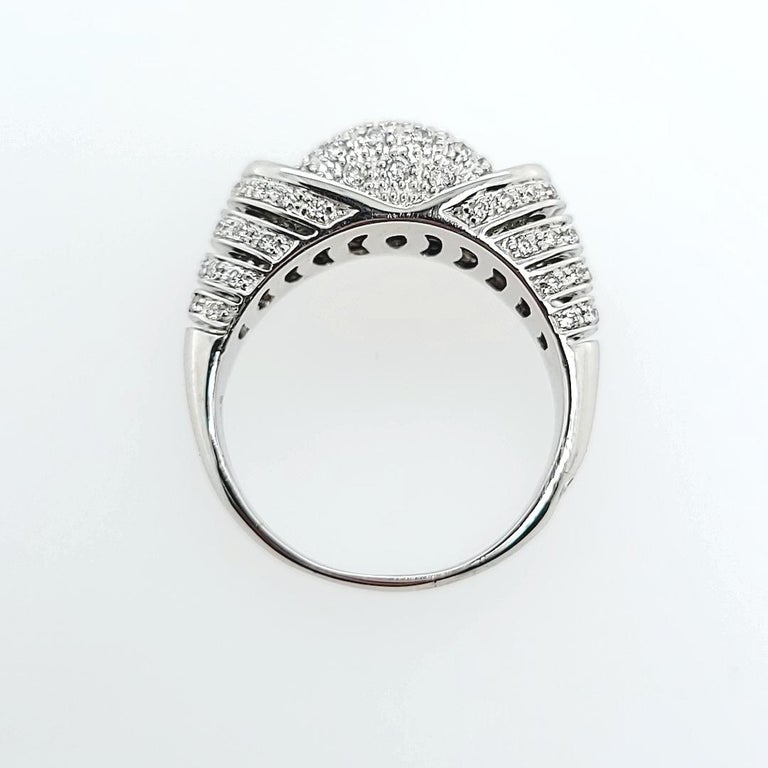 White Gold Pave Diamond Thin Dome Ring For Sale at 1stDibs