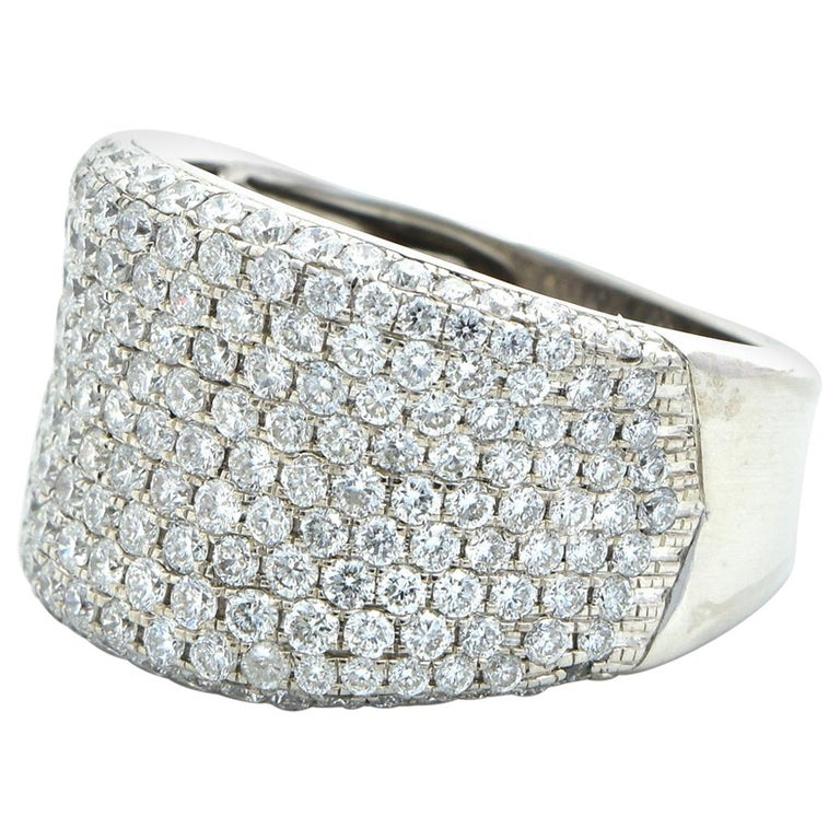 White Gold Pave Wide Ring at 1stDibs