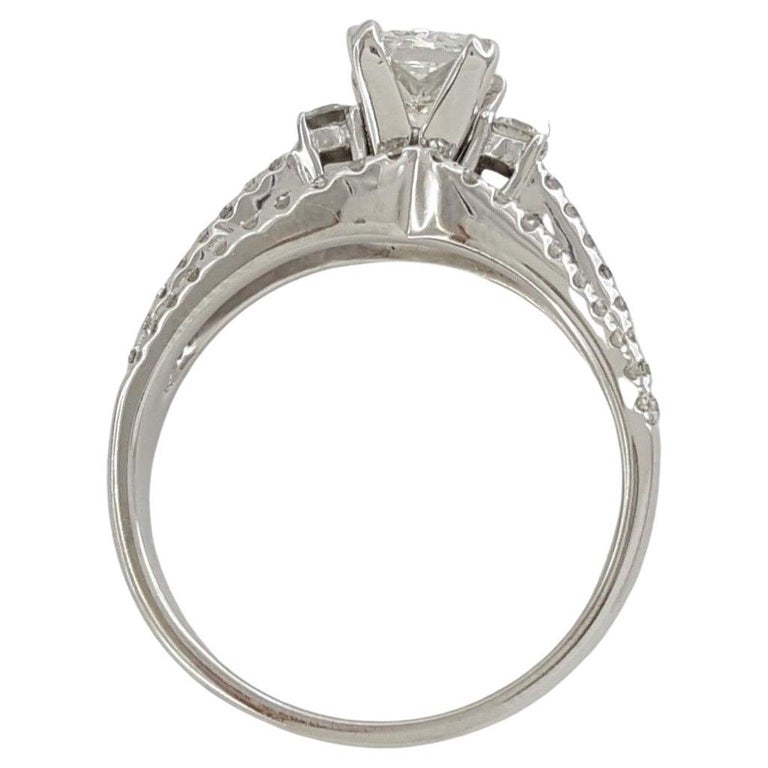 White Gold Radiant Cut Diamond Engagement Ring For Sale at 1stDibs