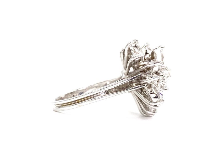 White Gold Round and Fancy Cut Diamond Spray Ring For Sale at 1stDibs