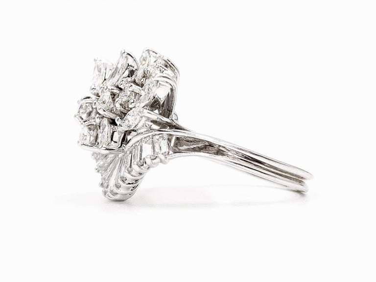 White Gold Round and Fancy Cut Diamond Spray Ring For Sale at 1stDibs