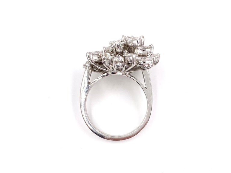 White Gold Round and Fancy Cut Diamond Spray Ring For Sale at 1stDibs