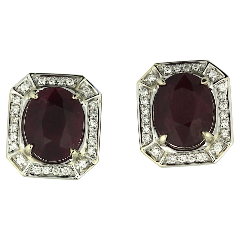 White Gold Ruby and Diamond Earrings For Sale at 1stDibs