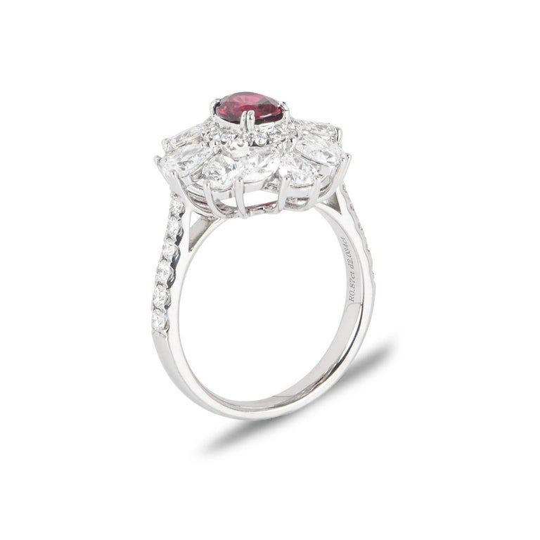 White Gold Ruby and Diamond Ring 0.87ct For Sale at 1stDibs
