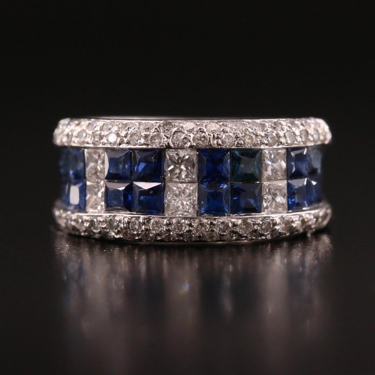 Customizable White Gold Sapphire Wedding Band, Sapphire Wedding band ...