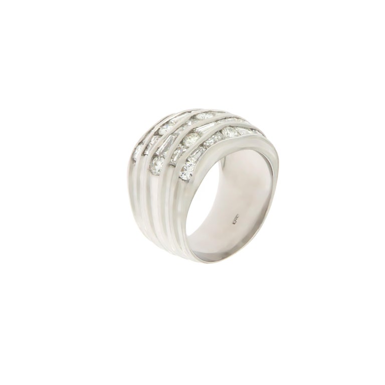 White Gold Stack 18 Carat Band Ring Diamonds For Sale at 1stDibs