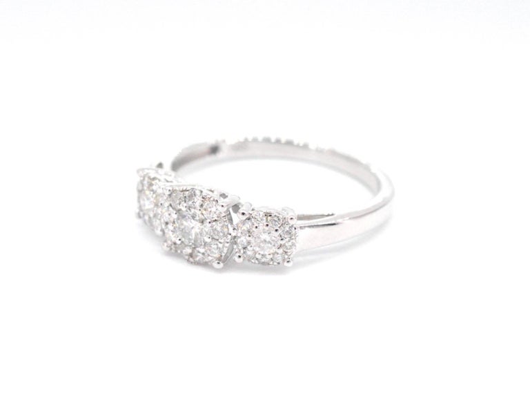 White Gold Trinity Ring with Diamonds For Sale at 1stDibs