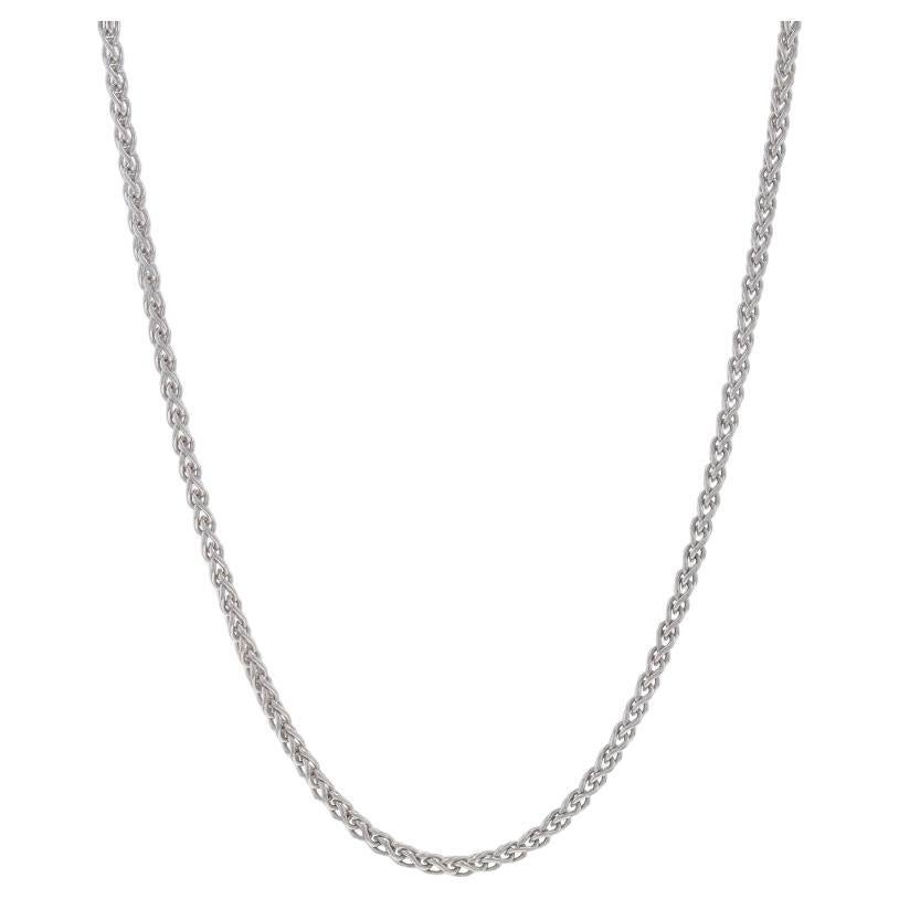 14K Solid White Gold Flat Wheat Chain with Lobster Claw Closure For ...
