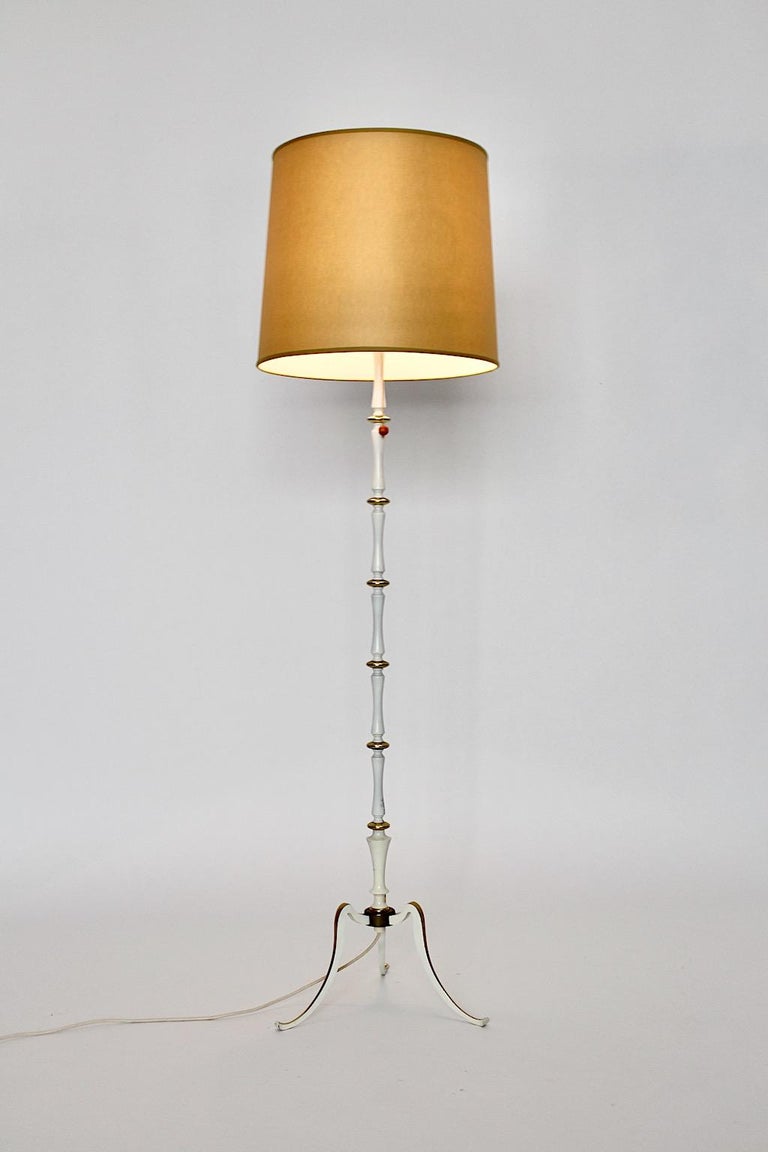White Golden Metal Vintage Floor Lamp Mid Century Modern, 1950s, Italy ...
