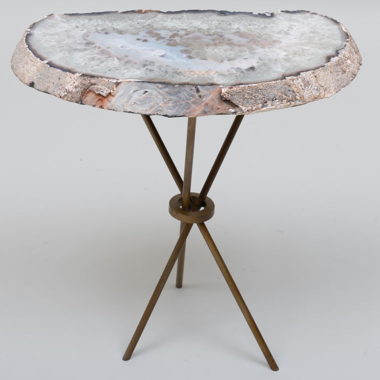 White, Cream Quartz Slab Sidetable at 1stDibs | geode side table ...