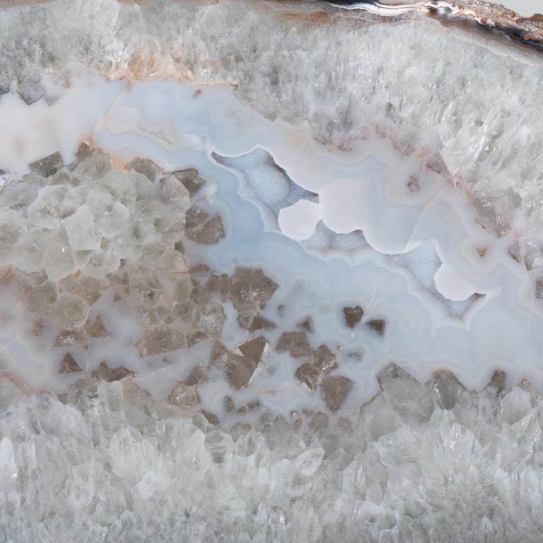 White, Cream Quartz Slab Sidetable at 1stDibs | geode side table ...