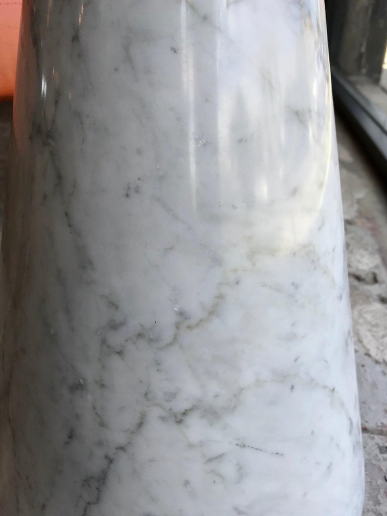 White Italian Carrara Marble Sculptural Cone For Sale at 1stDibs