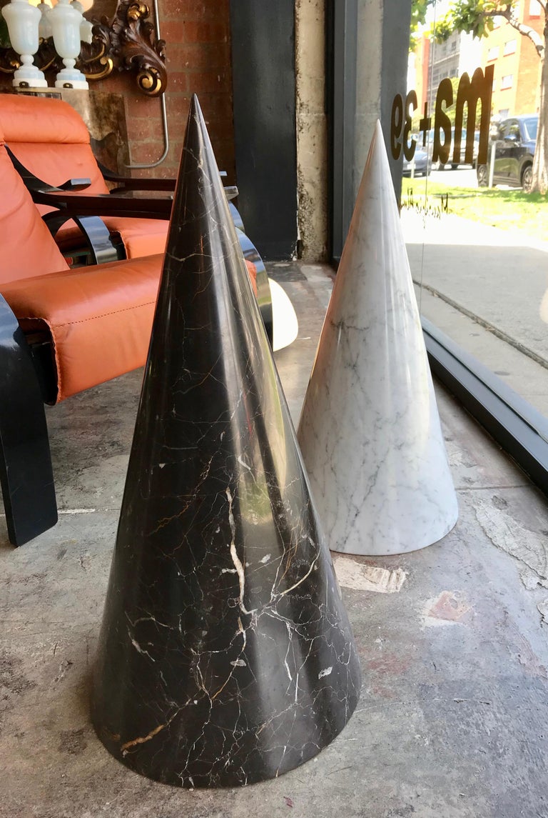 White Italian Carrara Marble Sculptural Cone For Sale at 1stDibs