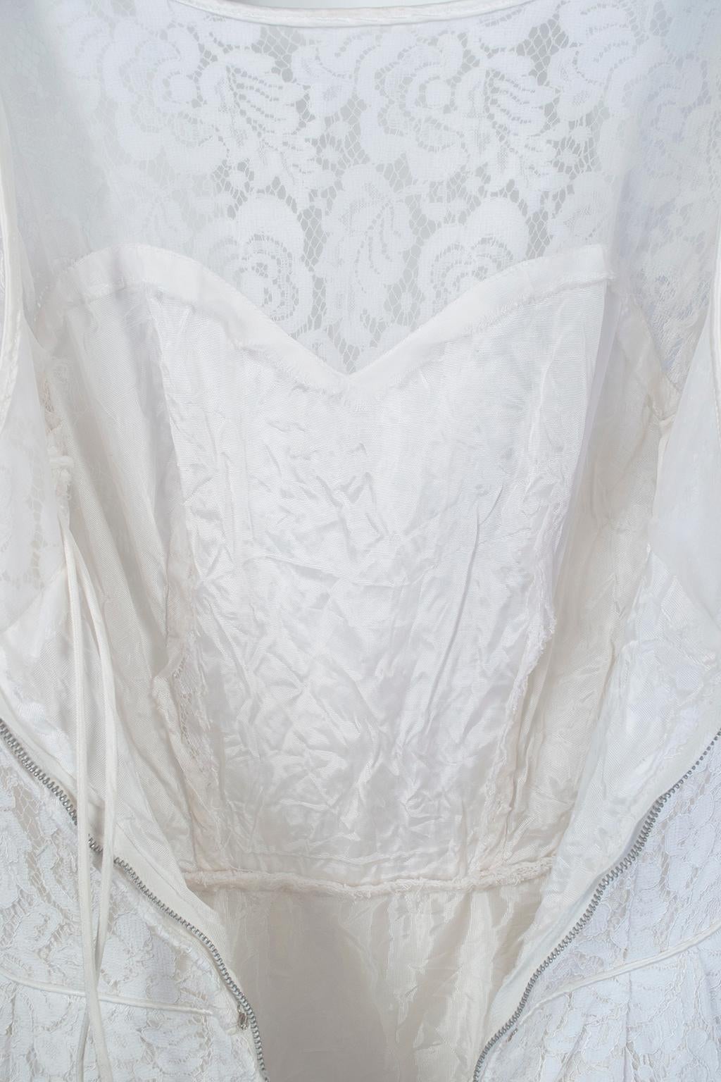 White Lace Knee-Length Hip Pannier Robe Française Wedding Dress – XS ...