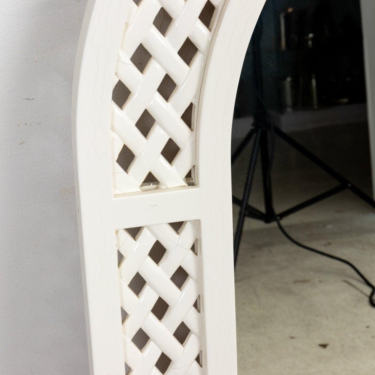 White lacquer Arched Lattice Mirror For Sale at 1stDibs