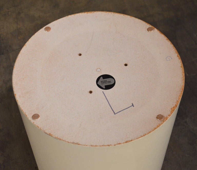 Paul Mayen Tall White Drum Tables for Intrex Habitat at 1stDibs
