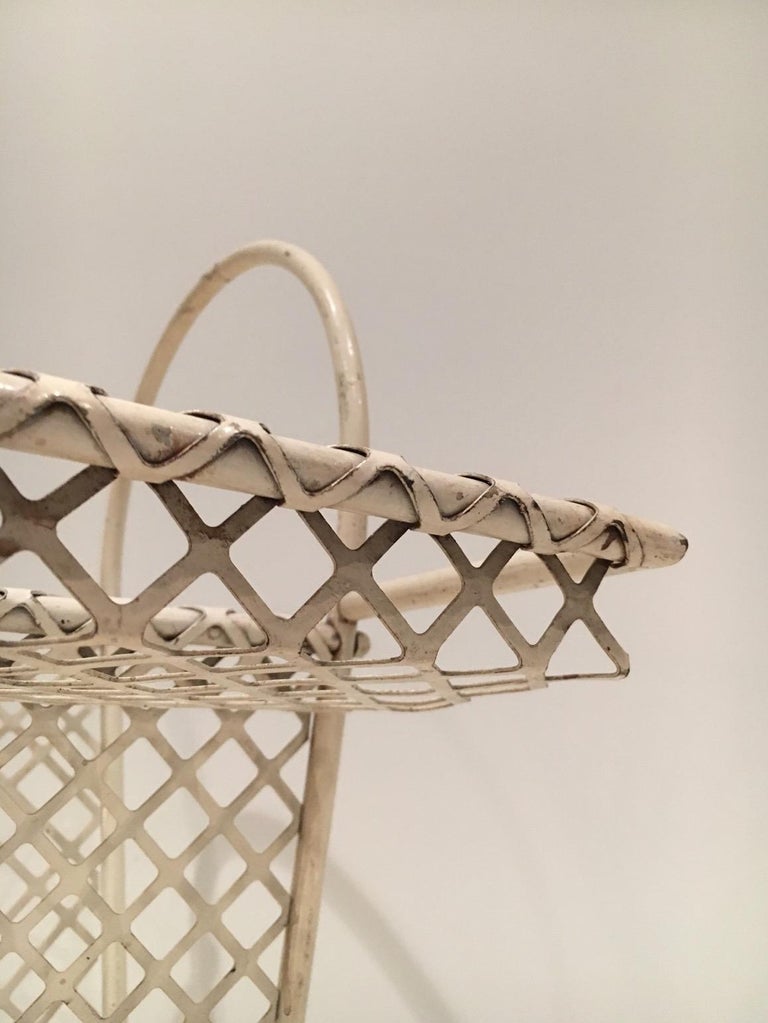 White Lacquered Et Perforated Magazine Rack, French Work in the Style ...