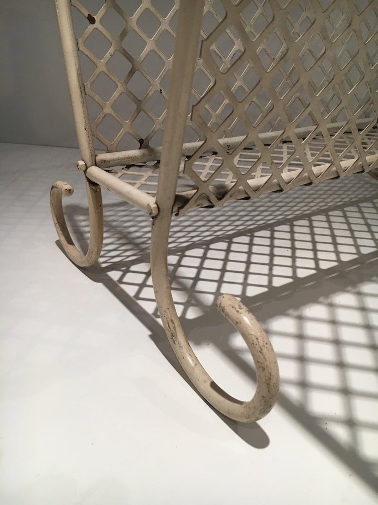 White Lacquered Et Perforated Magazine Rack, French Work in the Style ...