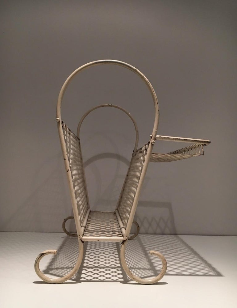 White Lacquered Et Perforated Magazine Rack, French Work in the Style ...