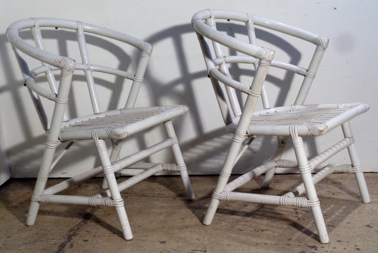 White Lacquered Rattan Armchairs by Willow and Reed Tommi Parzinger For ...