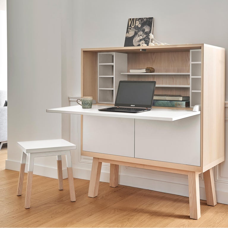 White Large Secretaire Desk, Design by Eric Gizard, Paris, 11 Colours ...