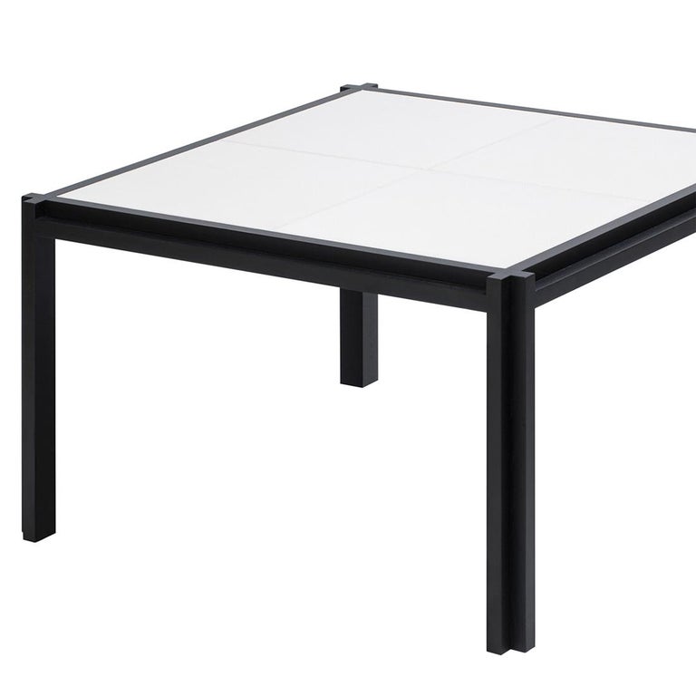 White Leather I Coffee Table For Sale at 1stDibs