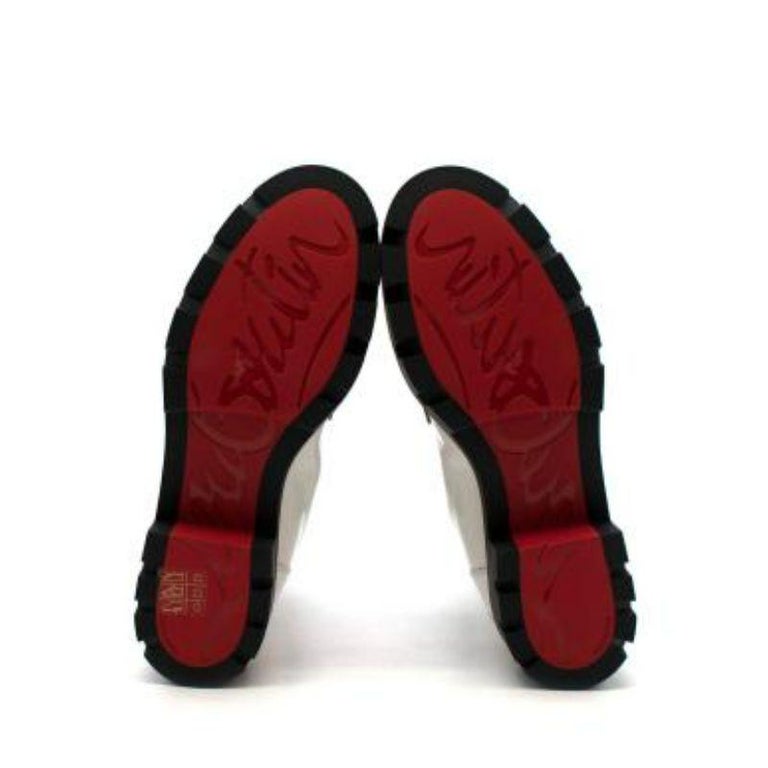 White Leather Montezu Lug Flat Ankle Boots For Sale at 1stDibs