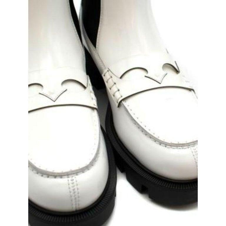 White Leather Montezu Lug Flat Ankle Boots For Sale at 1stDibs